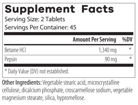 HCl Support, 90 tabs - NutriKey