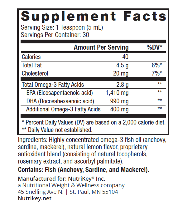 Omega-3 Extra Strength LIQUID, 5oz - NutriKey